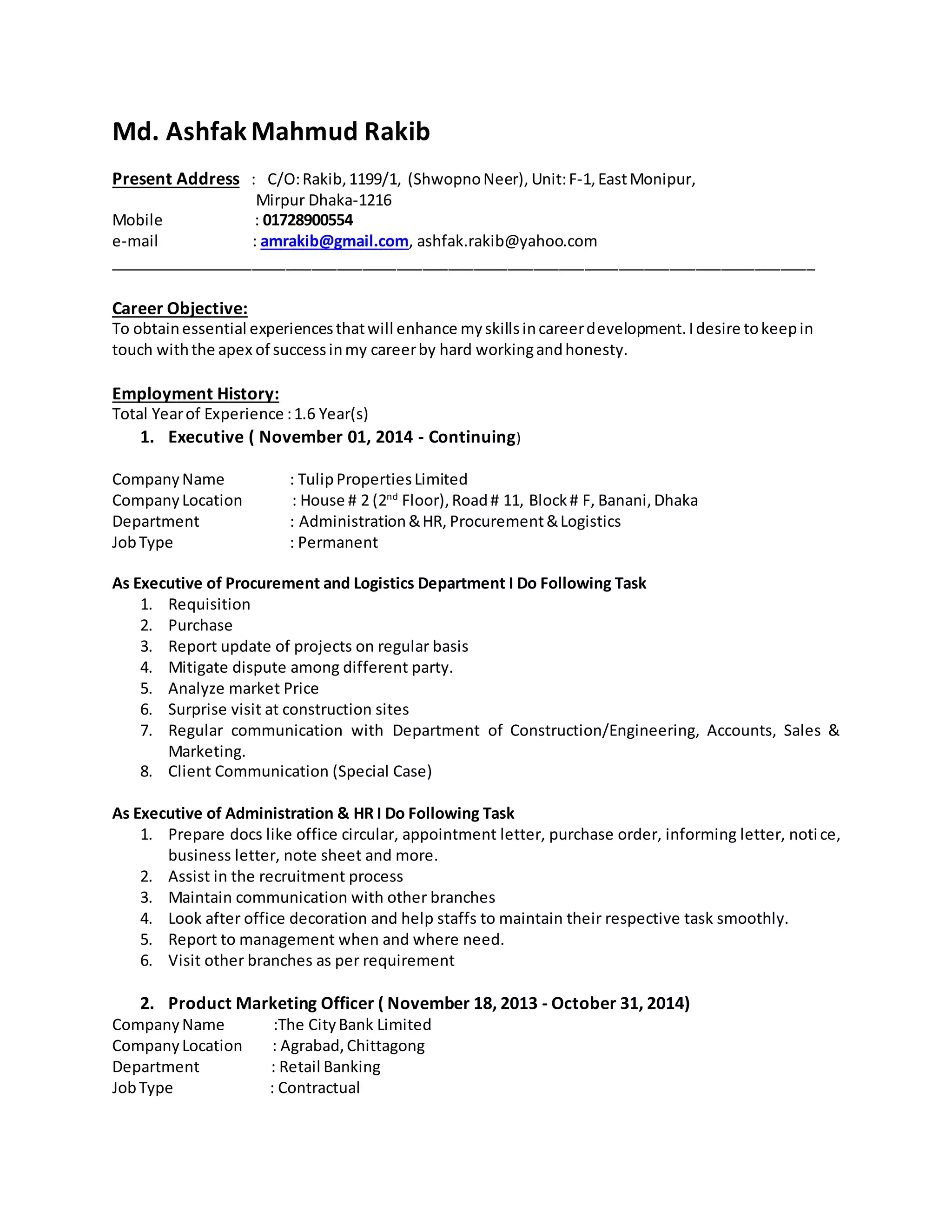 CV of Ashfak Rakib | PDF