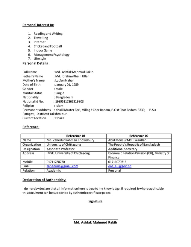 CV of Ashfak Rakib | PDF