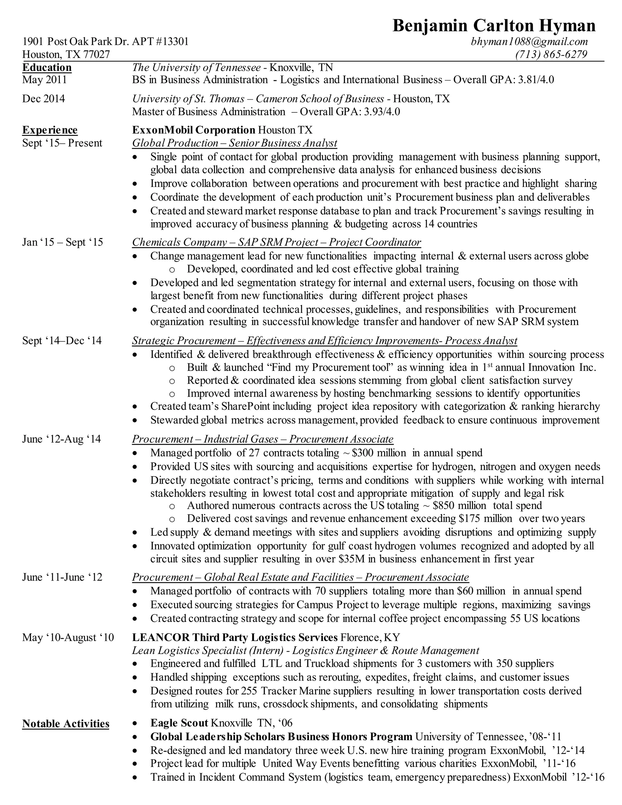 BCHyman 2016 - Resume | DOCX