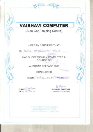 Auto Cad Certificate | PDF