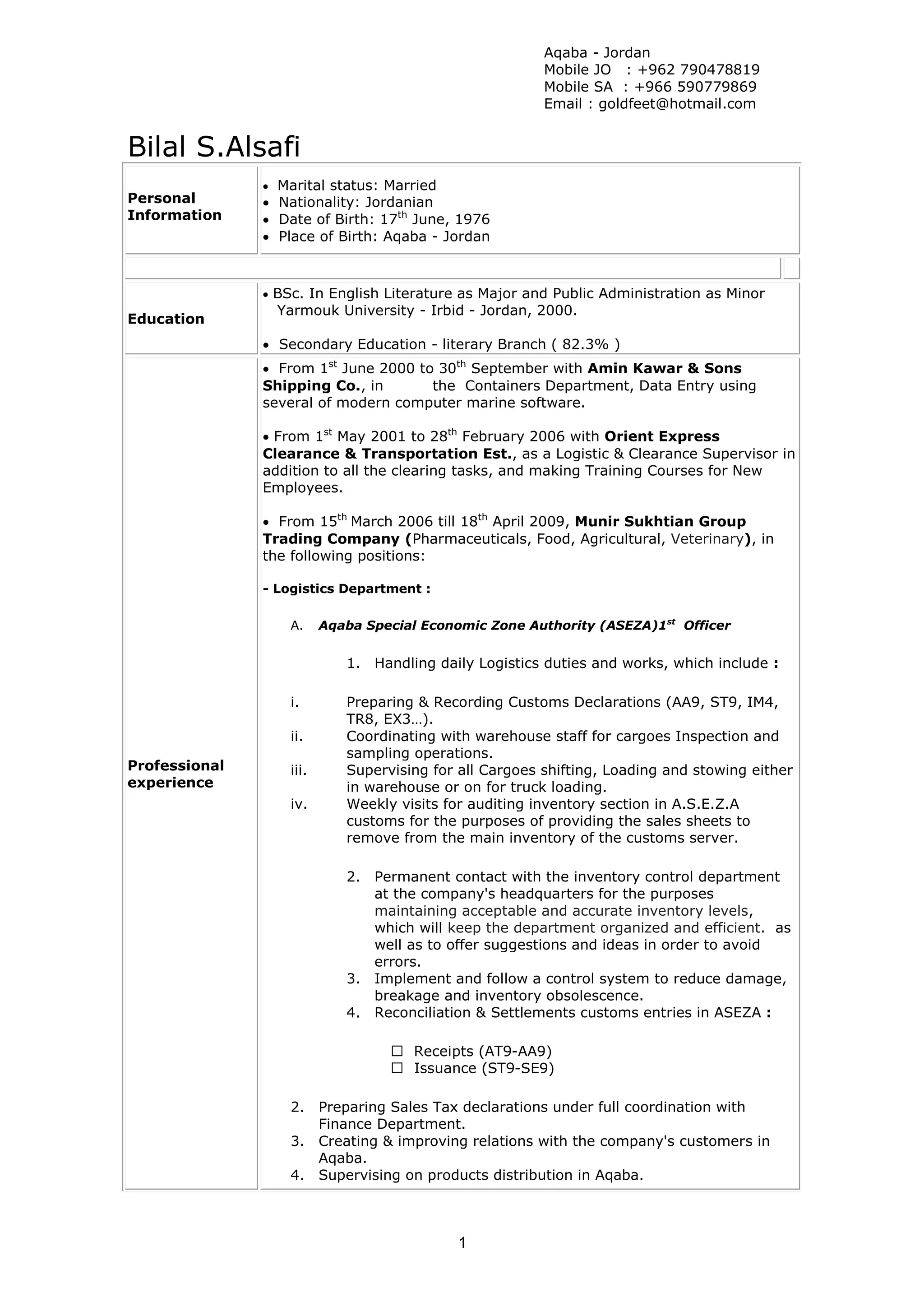 Bilal Alsafi C.V | PDF