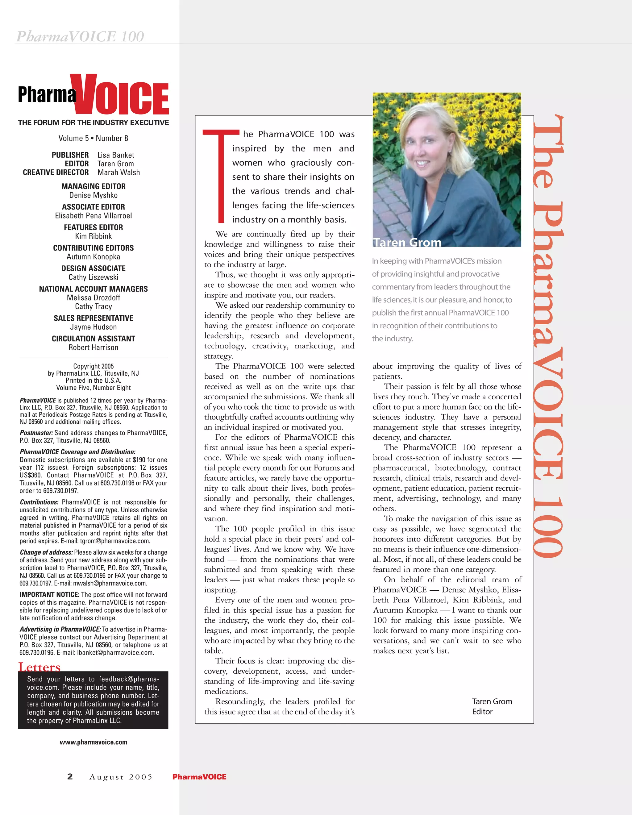 PharmaVoice_Aug_2005_Liz_Top_100 | PDF