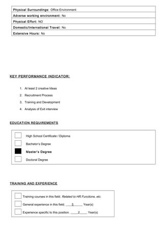 Job Description & Sepecification Template | DOC