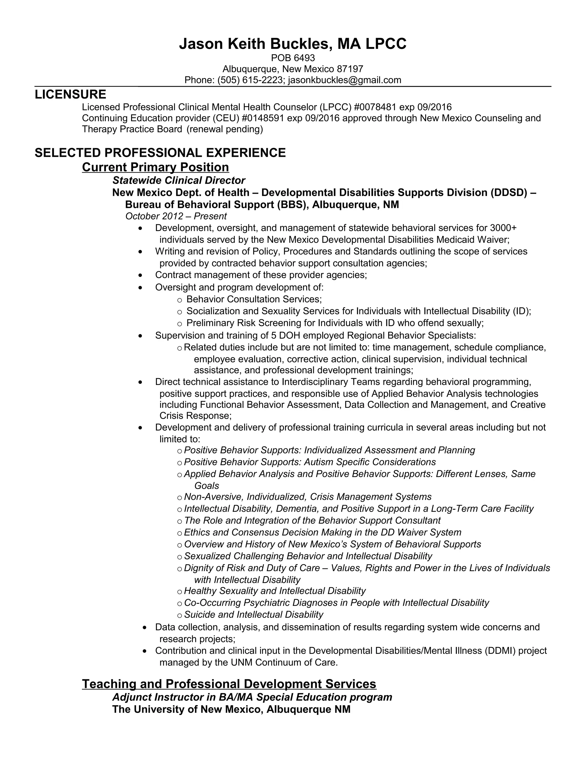 Buckles CV 2016 01 05 | DOC