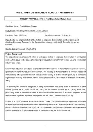 Research Proposal - University of Sunderland | DOC