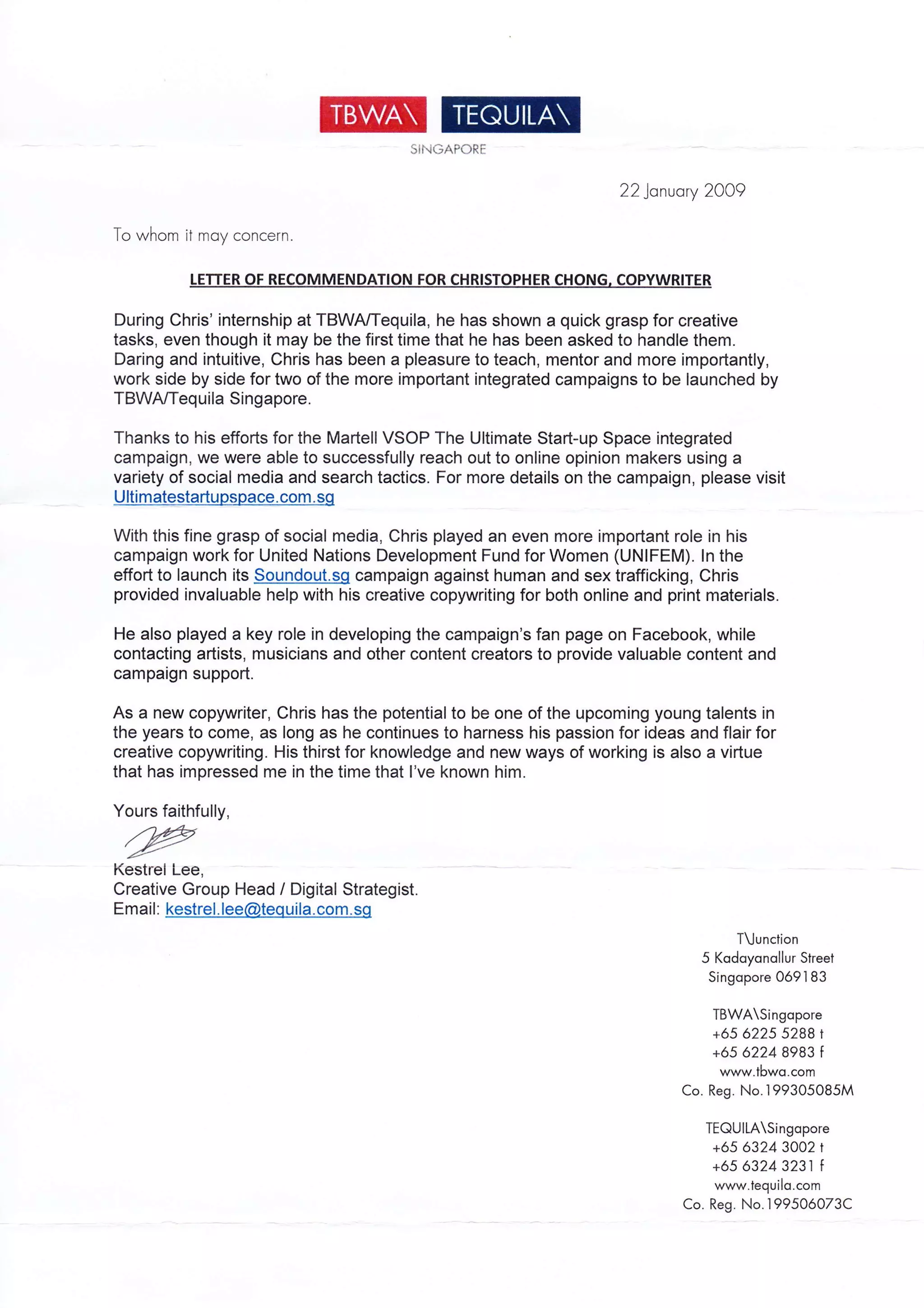 TBWA Letter of Commendation | PDF