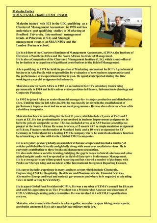 Malcolm FurberCVshort and photo 2016 | PDF | Free Download