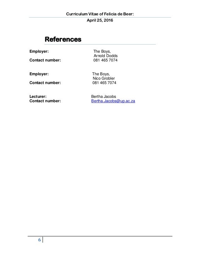 CV Felicia de Beer 2016 5