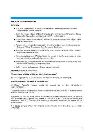 Fleet Servicing Procedure | DOC | Auto Repair | Automotive