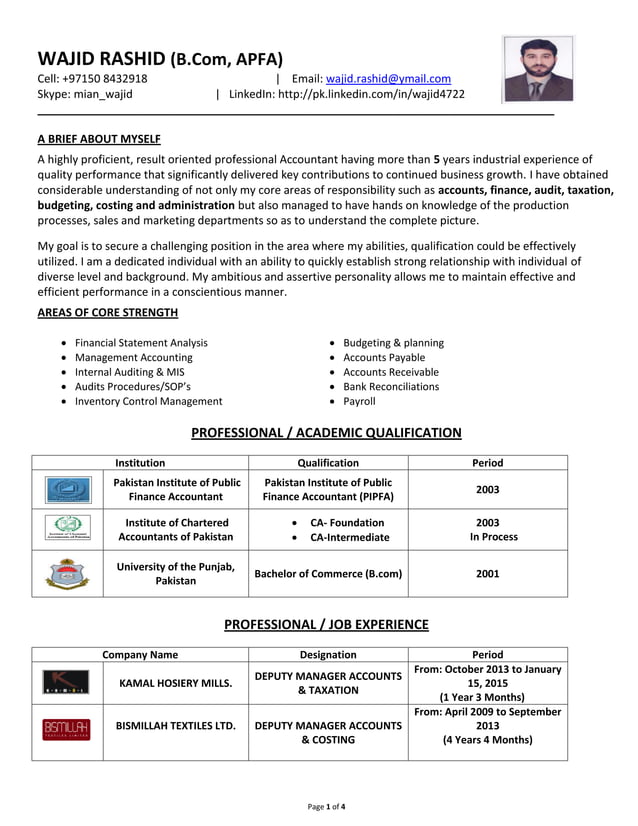 Wajid - Accounts & Finance Professional | PDF