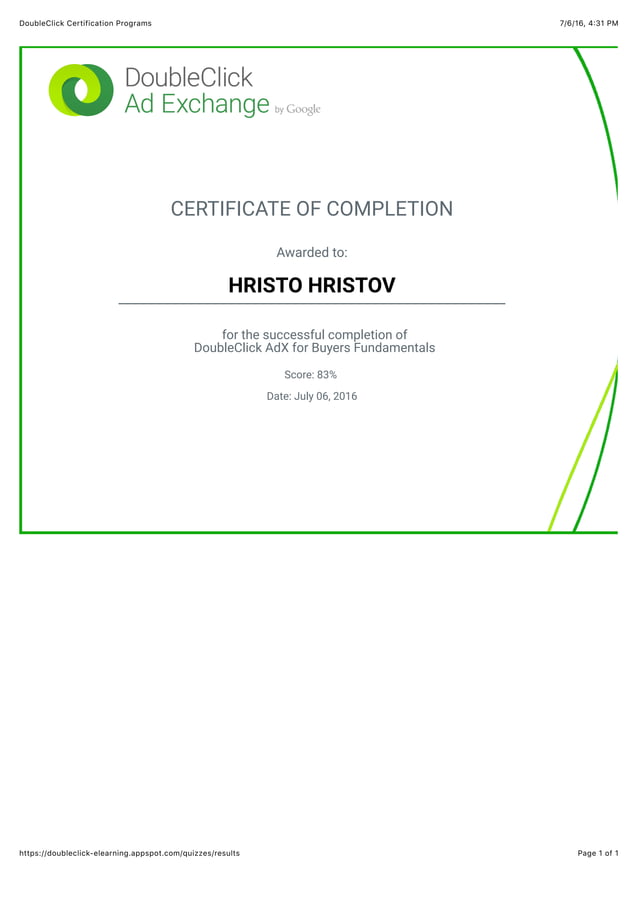 DoubleClick Certification Programs | PDF