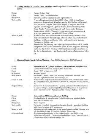 20161120 Binu CV - Sr. Civil Engineer | DOC