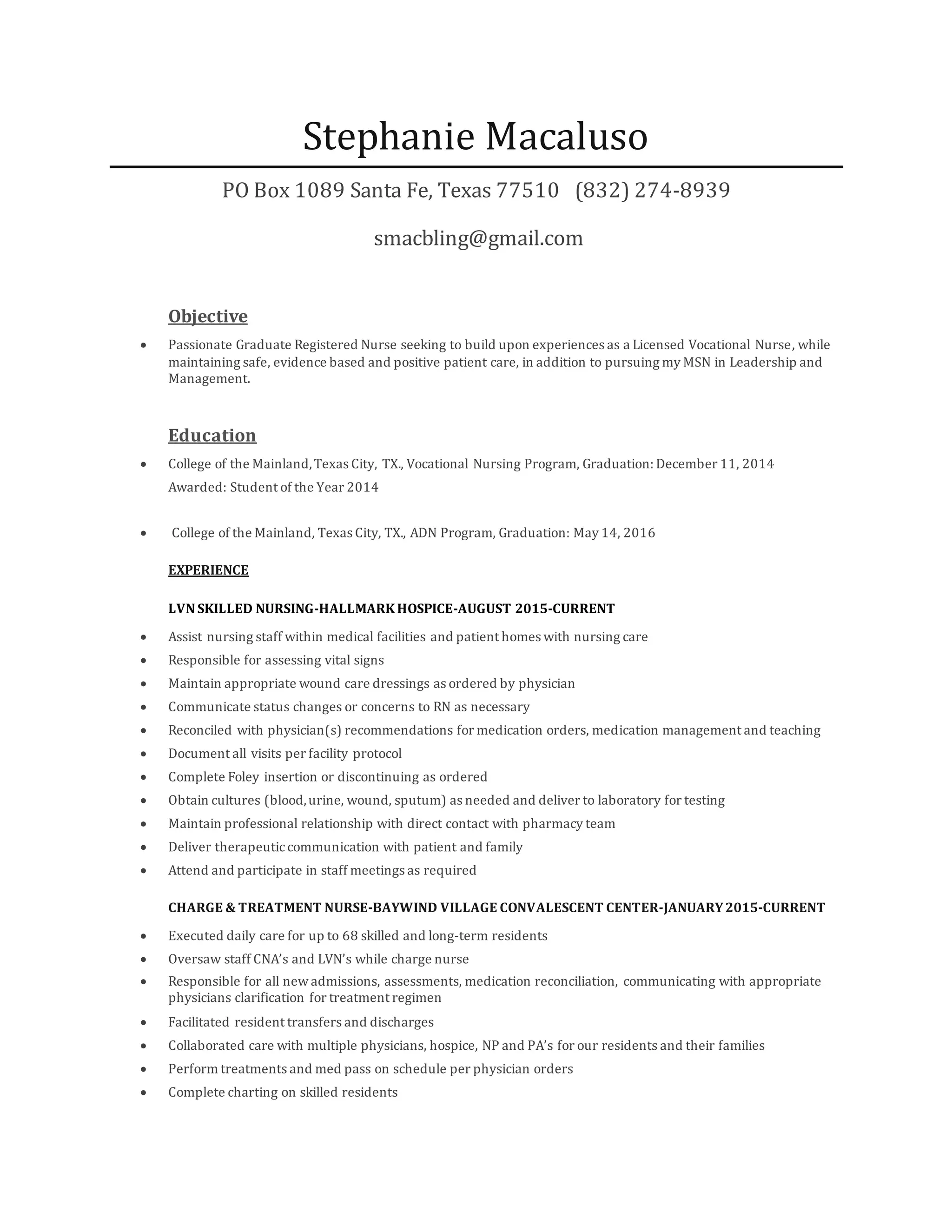 Resume for Clinical VI Stephanie Macaluso | DOCX | Healthcare Industry ...