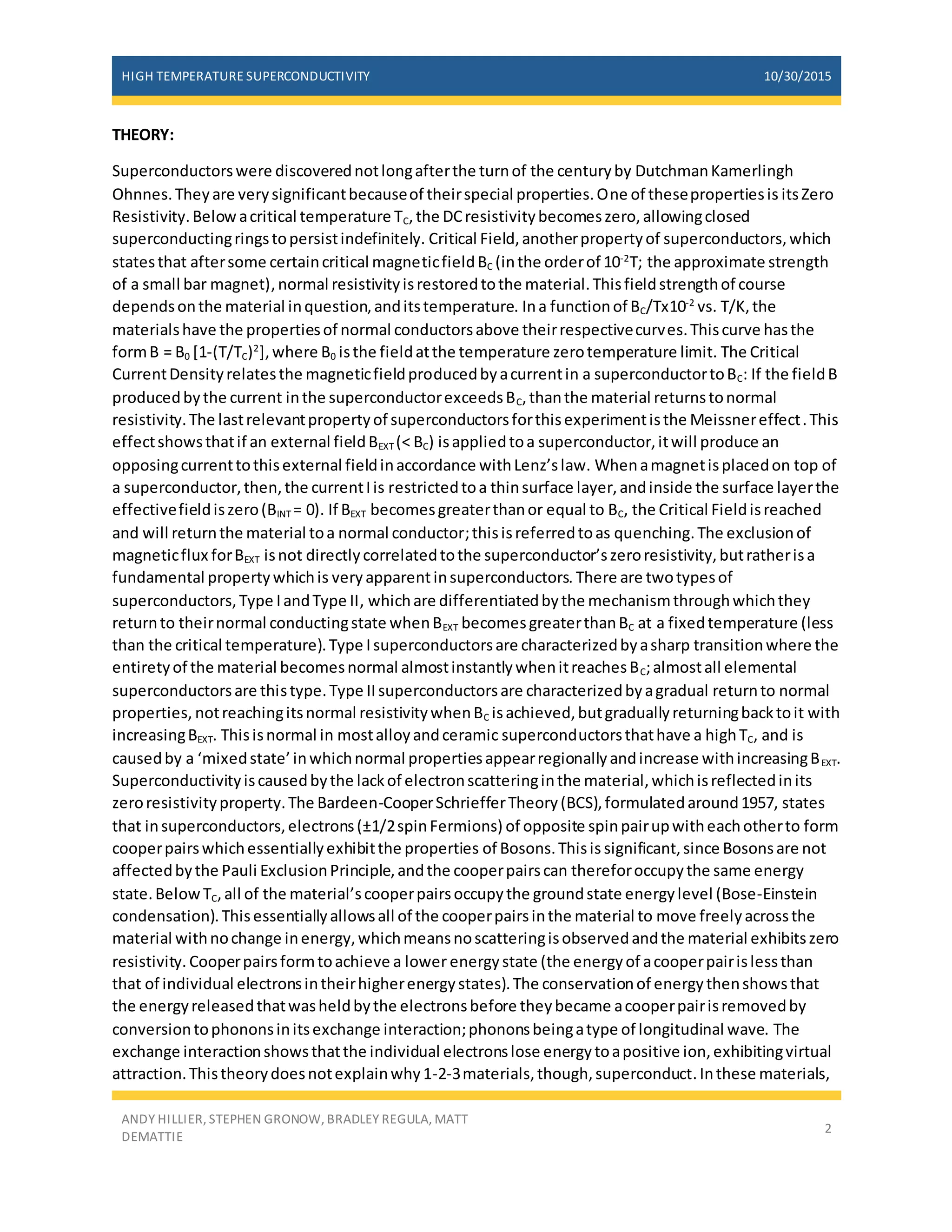 SUPERCONDUCTOR EXPERIMENT | DOCX