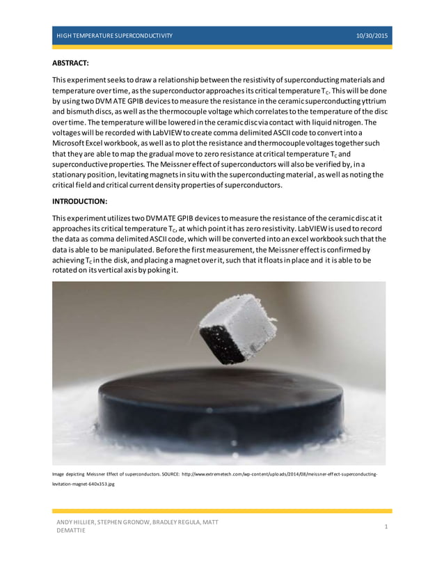 SUPERCONDUCTOR EXPERIMENT | PDF