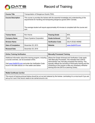 TDG | PDF | Logistics and Transportation Industry | Industries