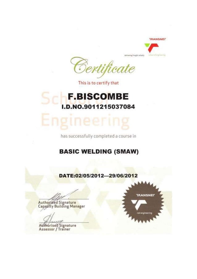 Welding Certificate | DOCX