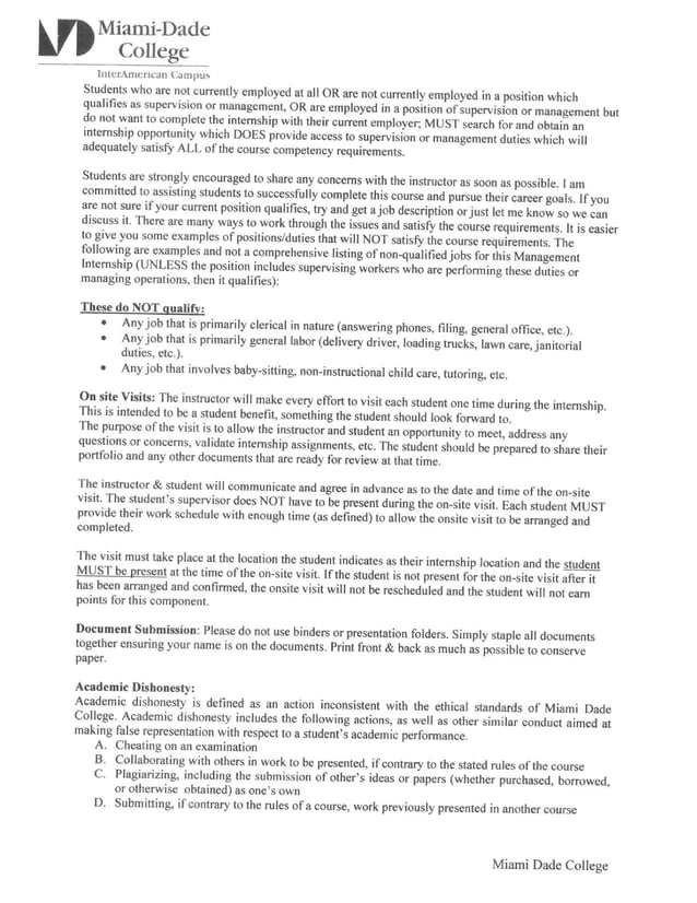 Internship Syllabus - Marina | PDF