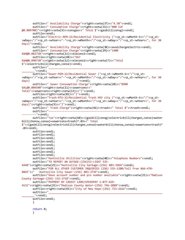 Utility bill project.doc