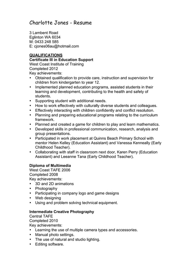 Charlotte Jones Resume | PDF