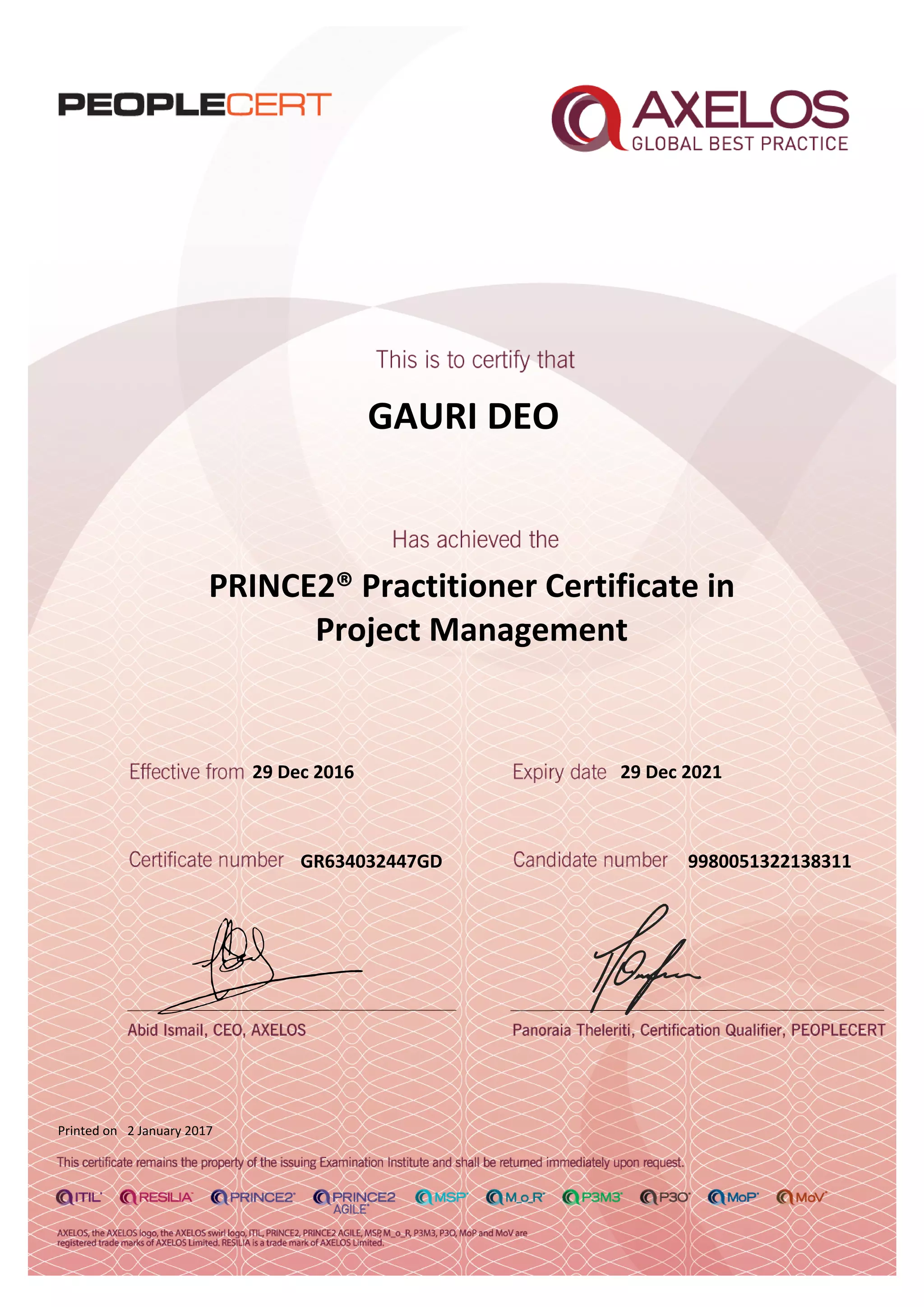 Prince2_Practioner_Certificate | PDF