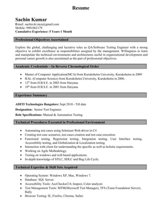 Resume - Sachin Kumar | DOC