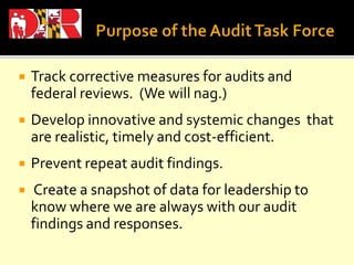 Audit Task Force to Reduce Repeat Findings | PDF