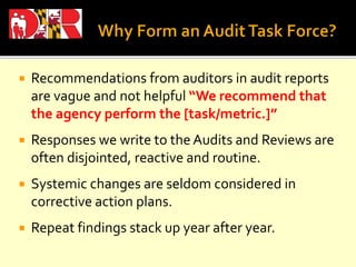 Audit Task Force to Reduce Repeat Findings | PDF | Government Support ...