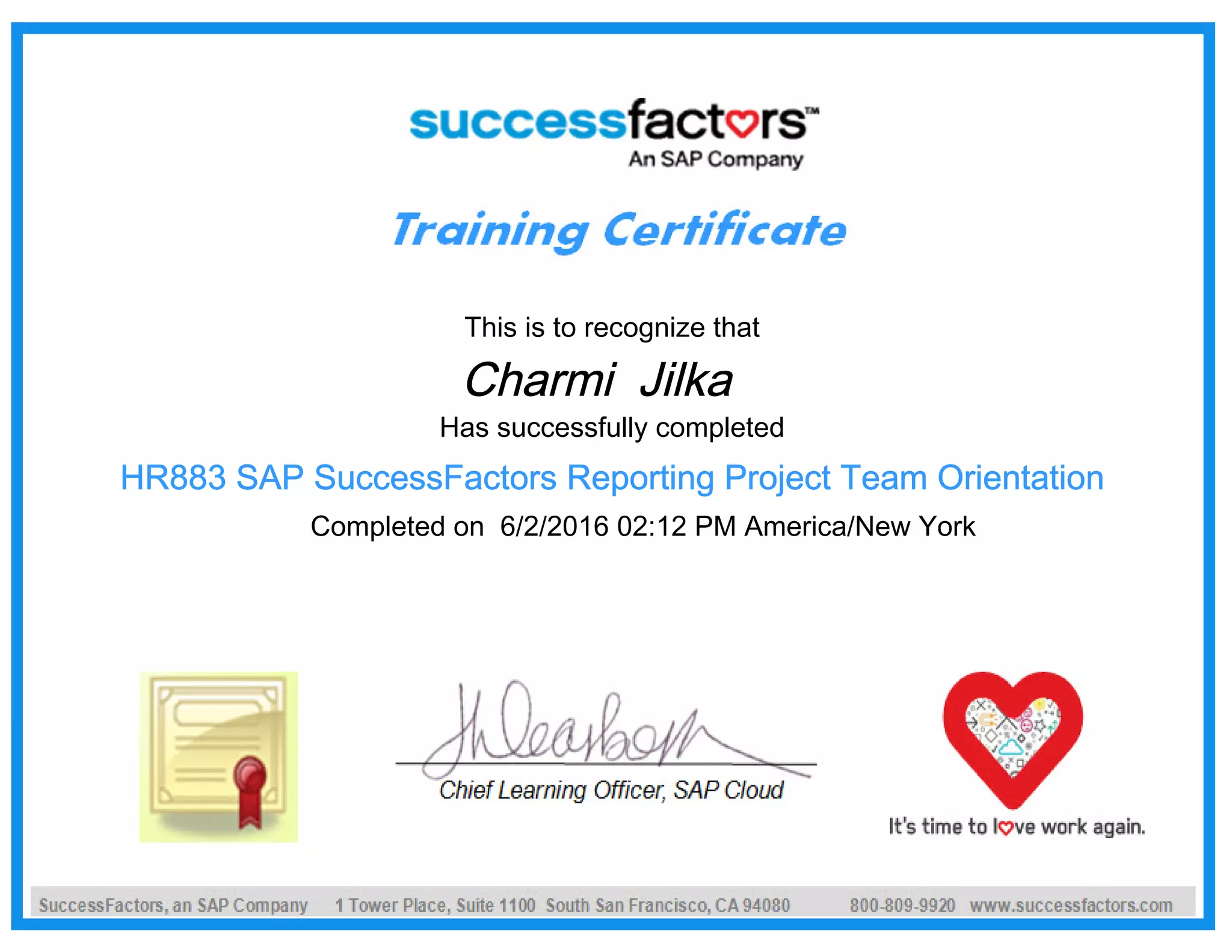 SuccessFactors_Reporting_Orientation_Certificate | PDF