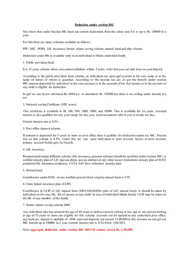 80C deduction | PDF