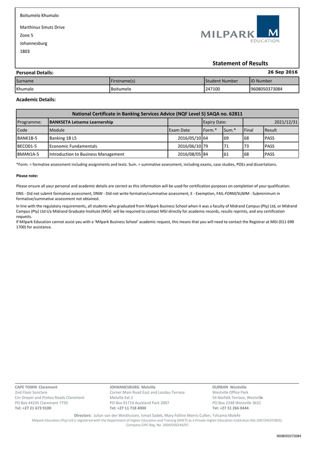 Statement of Results | PDF | Educational Assessment | Education