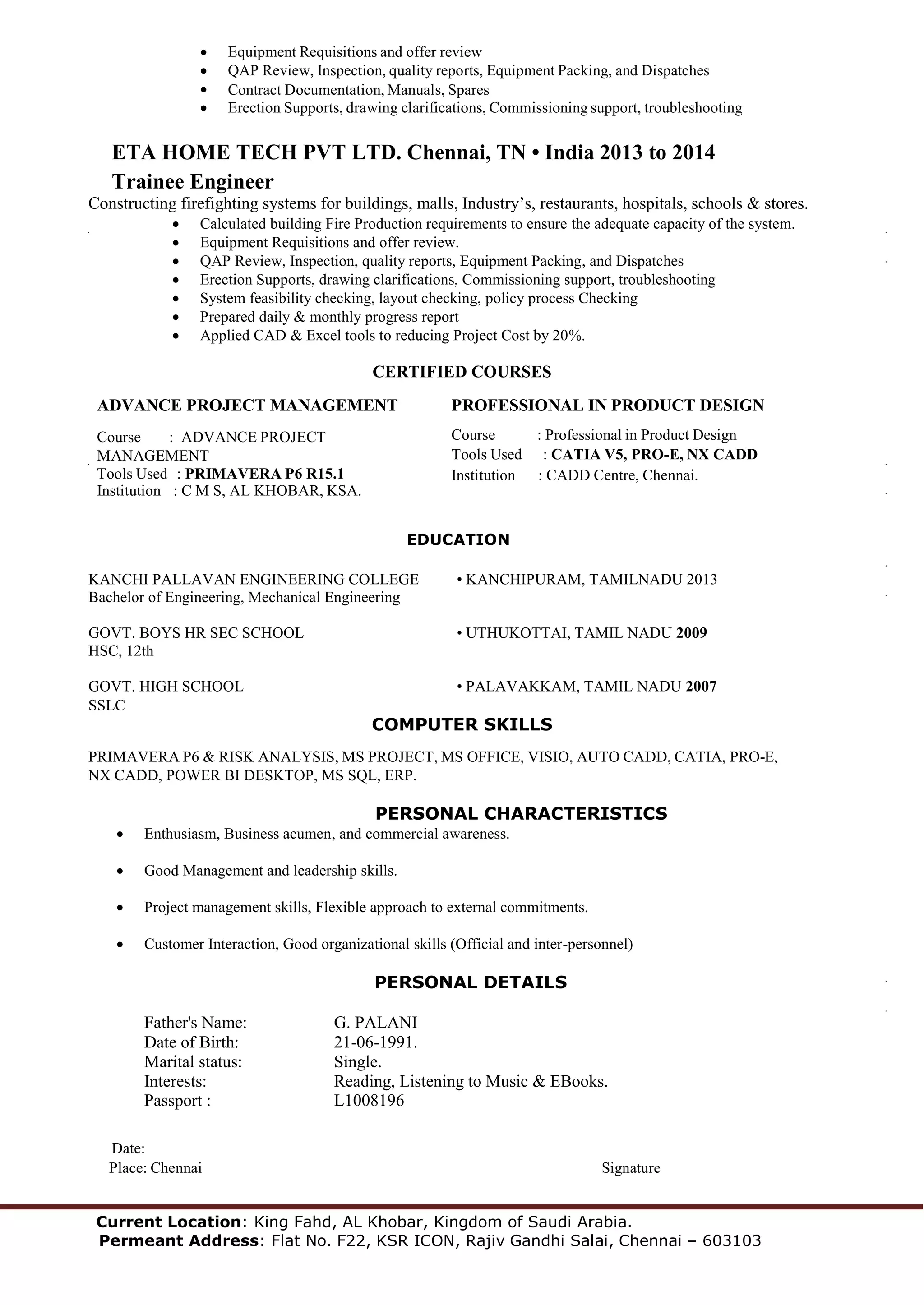 Sathish Palani Resume(7-2-17). | PDF | Civil Engineering Industry | Industries