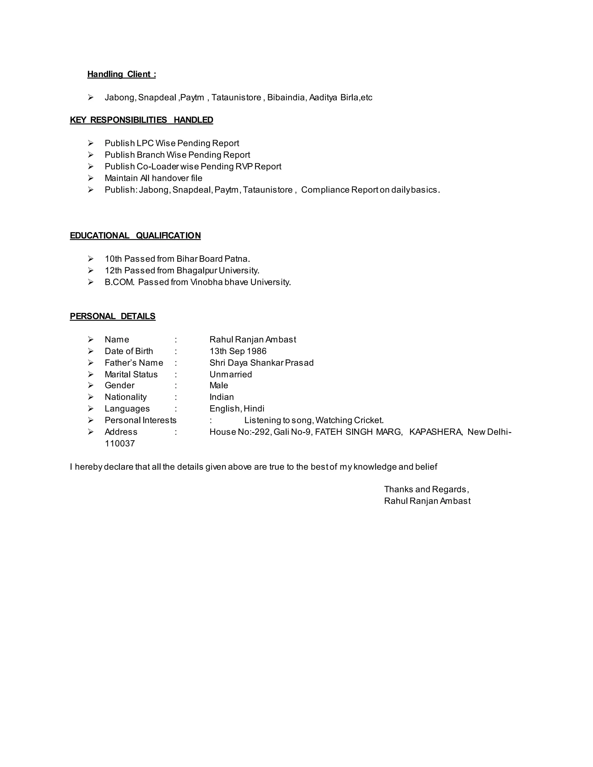 Rahul Resume | DOCX