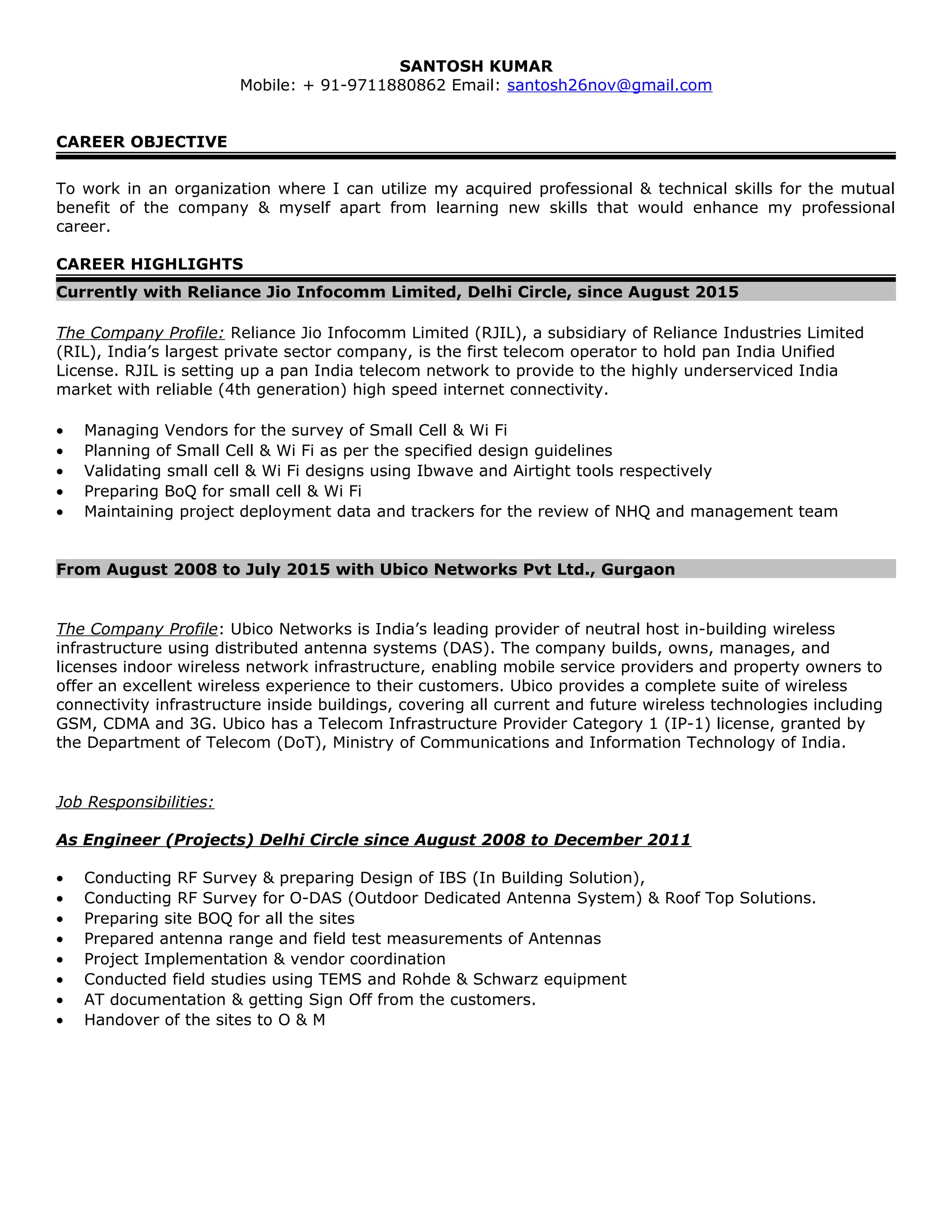 Resume-Santosh | PDF | Free Download