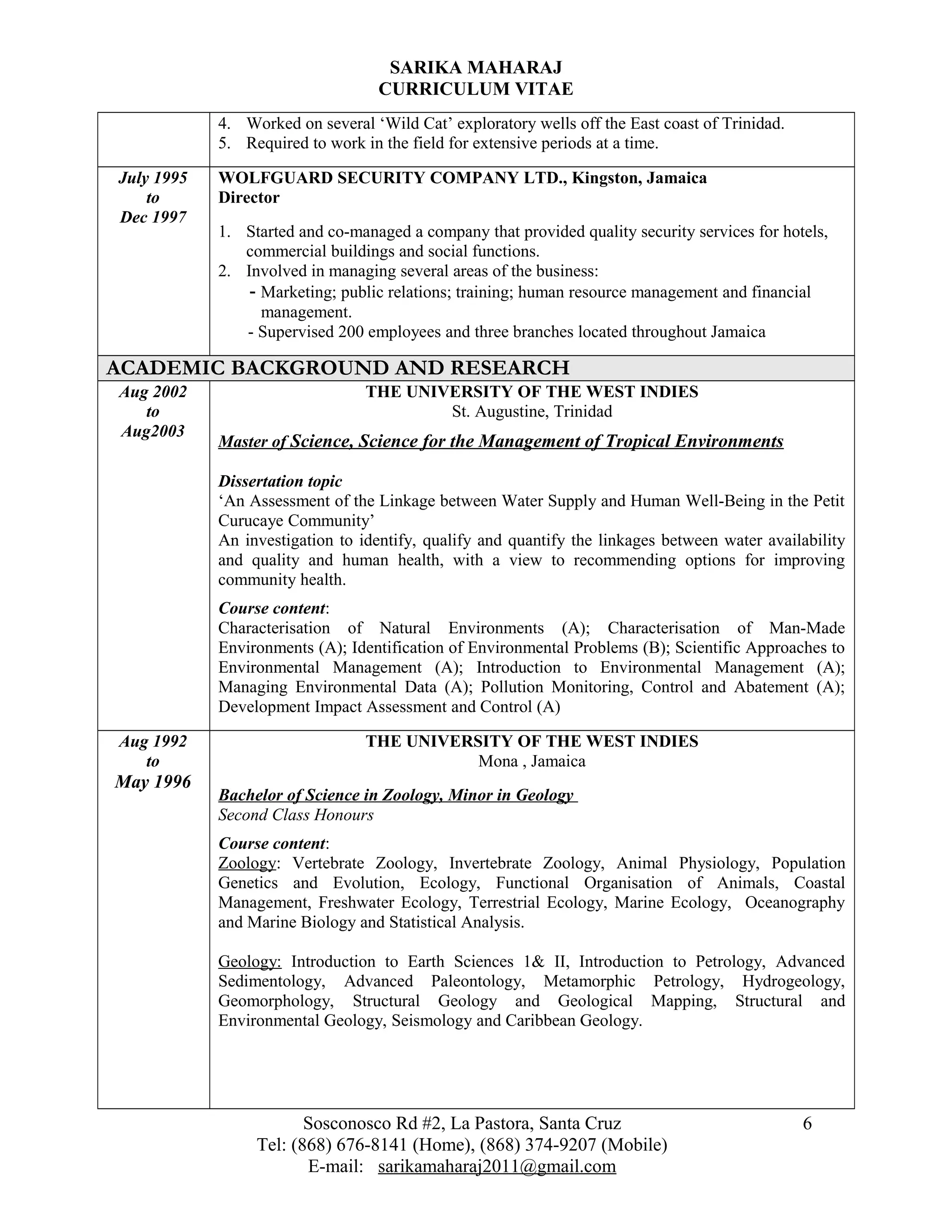 Sarika Maharaj CV_January 2016 | DOC