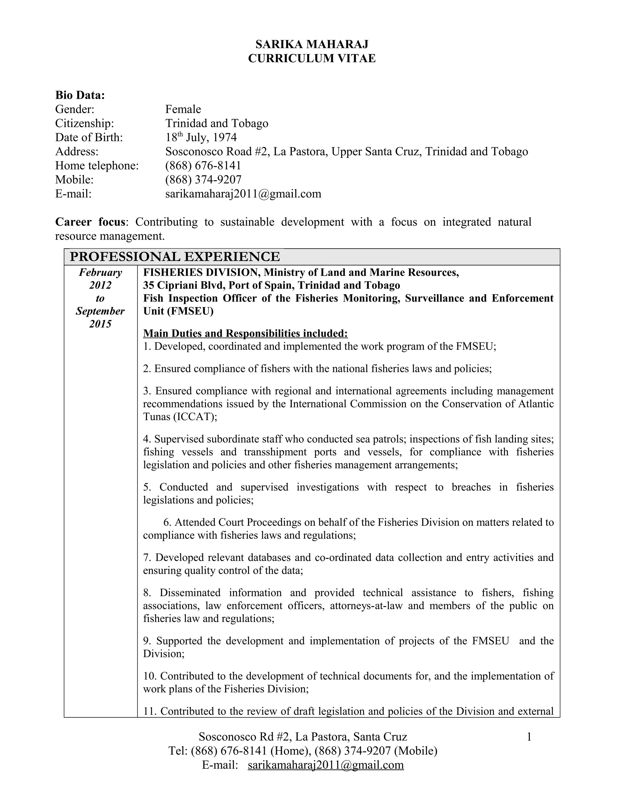 Sarika Maharaj CV_January 2016 | PDF