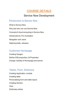 Service Now online training course content by ibmitsolutions | DOCX