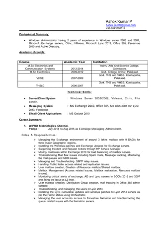 Ashok Kumar P Resume | PDF