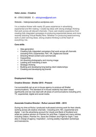 Helen Jones – CV-2016 | PDF