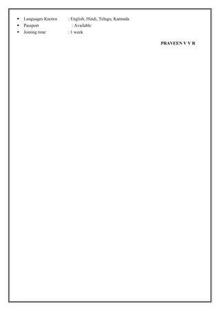 Resume_VVR Praveen | DOC | Automotive Industry | Industries