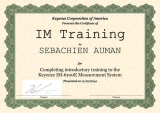Training Certificate keyence | PDF