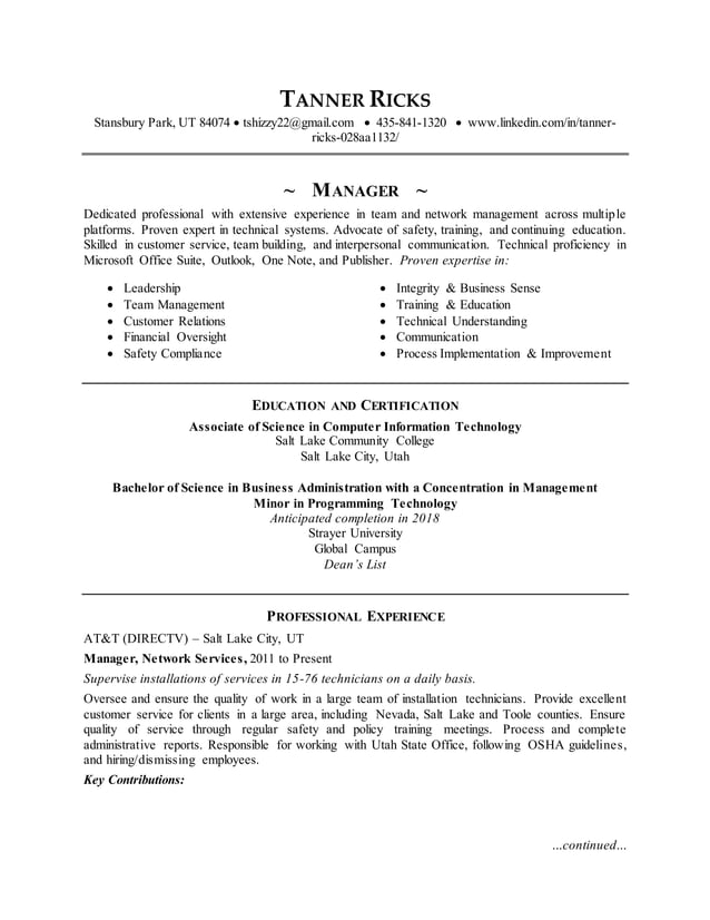 Tanner Ricks Resume | PDF