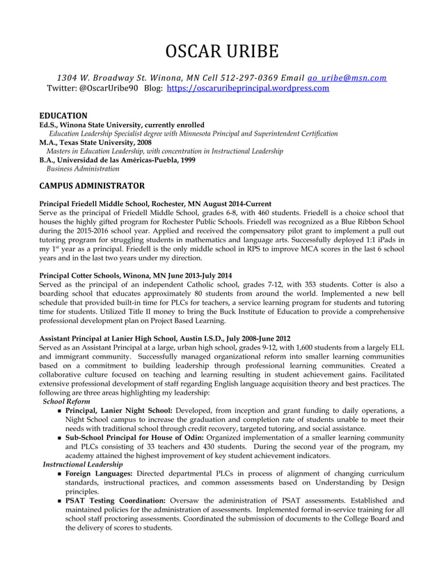 Oscar Uribe resume | PDF