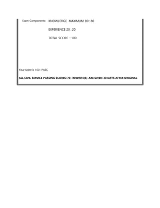 Civil Service Cashier II Test Results | PDF
