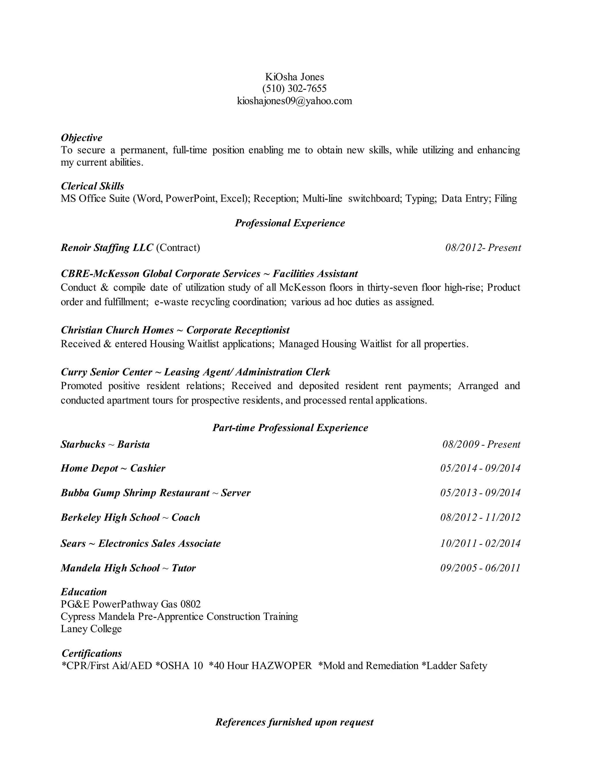 Jones KiOsha - Resume | DOCX