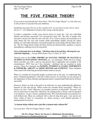 The Five Finger Theory For Success - By Balakumar Ravichandran | PDF