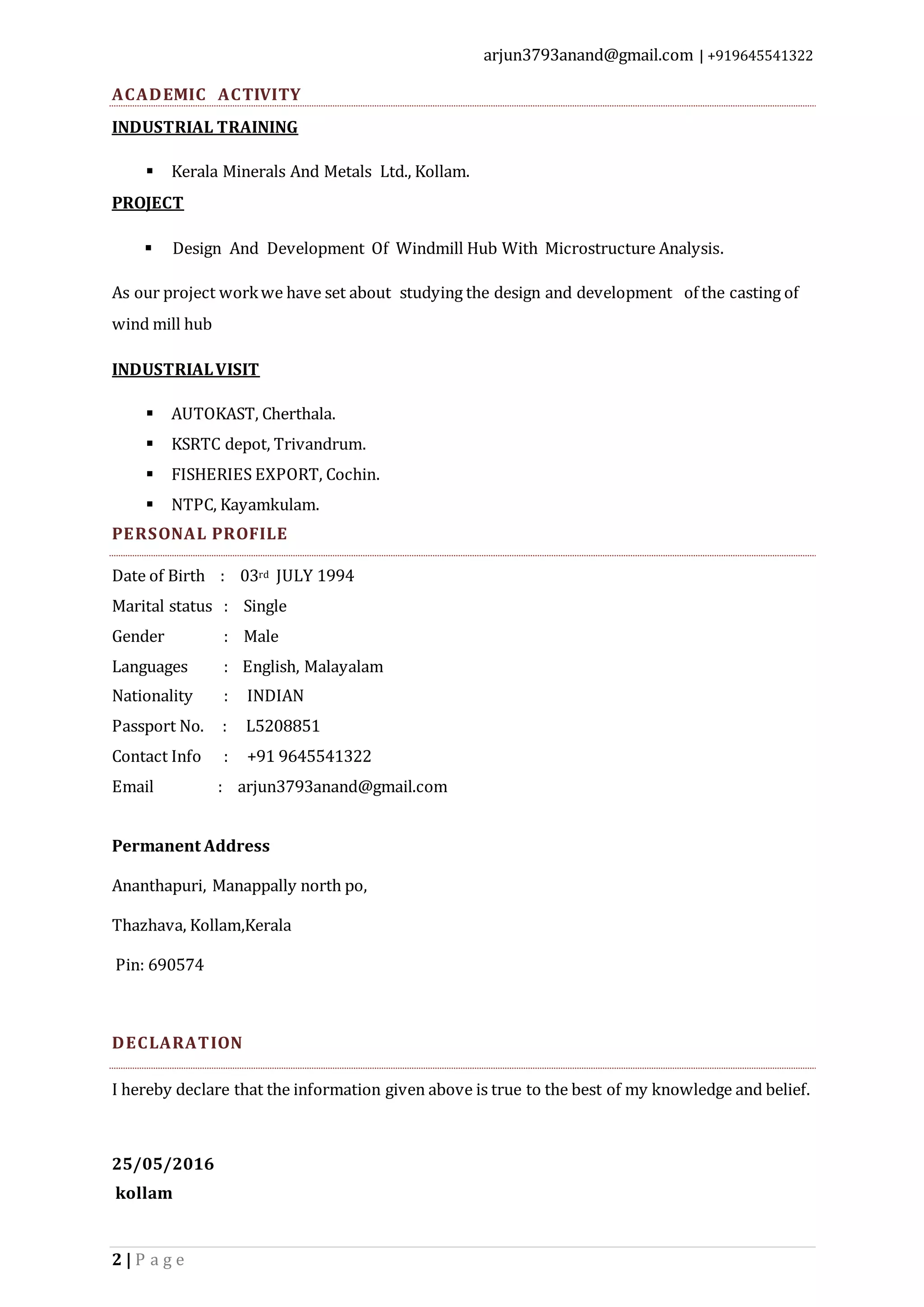 new cv arju (1) | DOCX | Careers