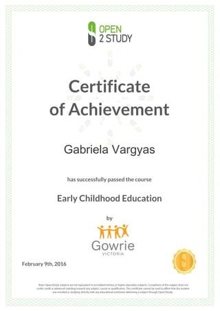 Early Childhood certificate | PDF
