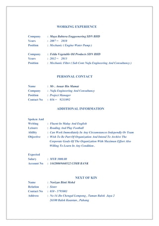 RESUME AND DOC MAT HUSSIN | PDF