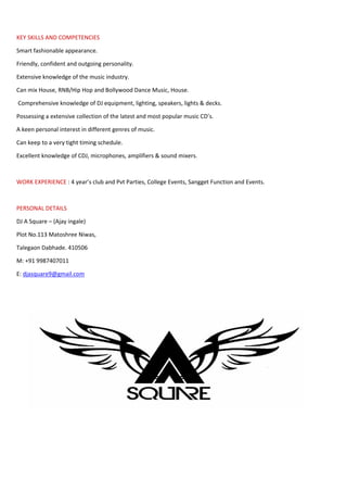 DJ A SQUARE Profile | PDF